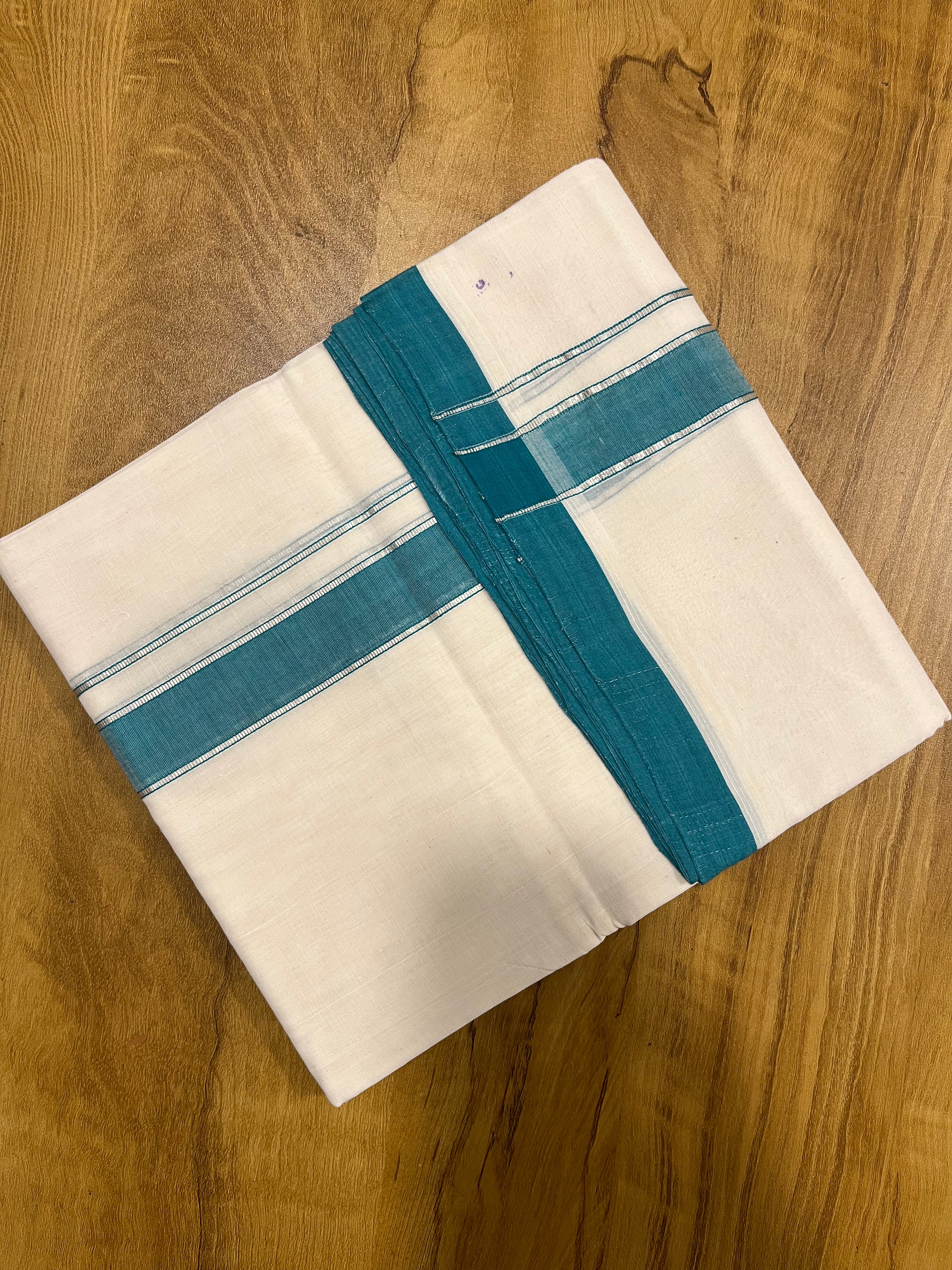 Premium Balaramapuram Handloom Unakkupaavu 1 inch Double Mundu with Si ...