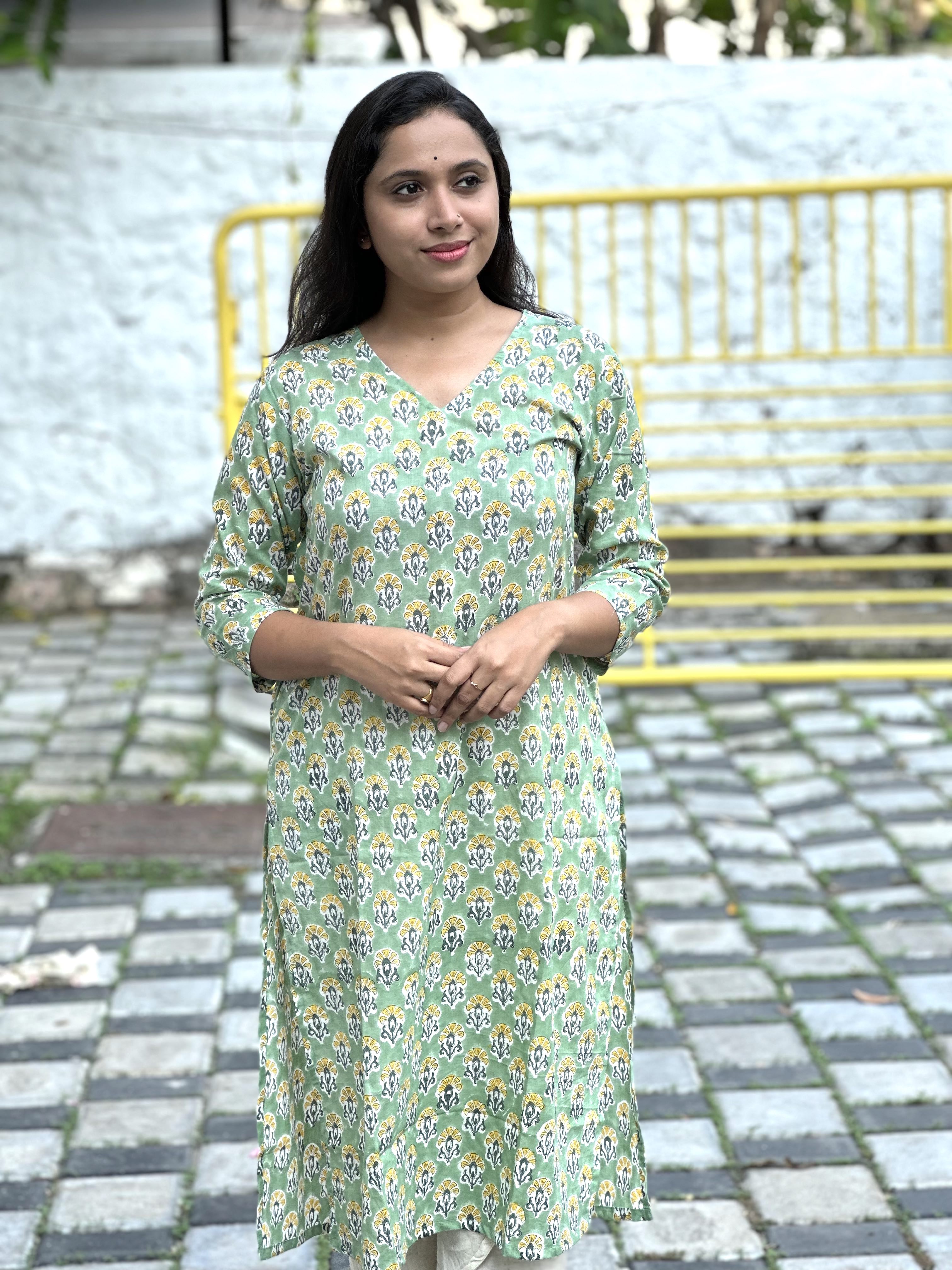 Jaipur Hand Block Printed Cotton Kurtis by Southloom – Southloom.com ...