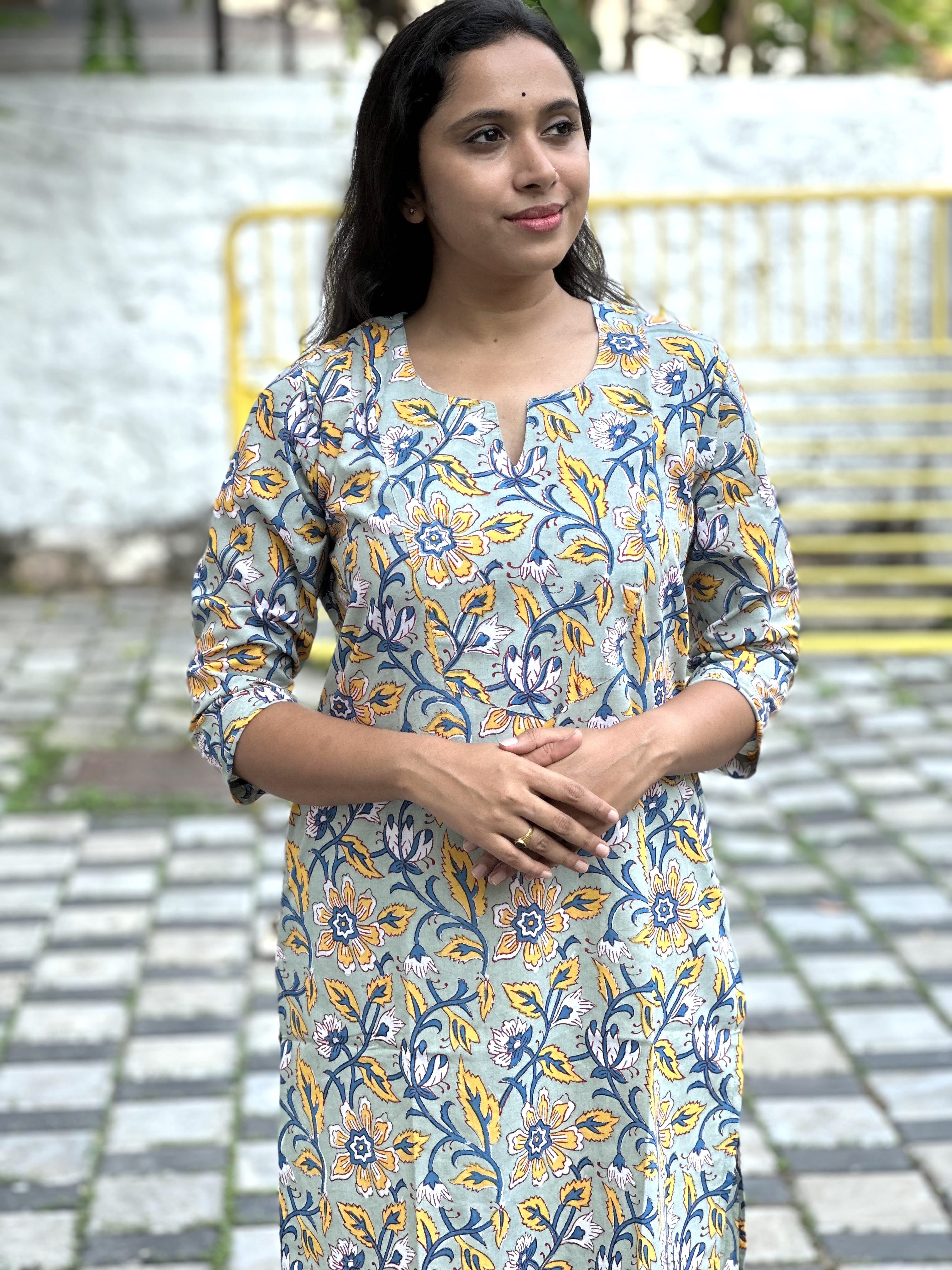 Jaipur Hand Block Printed Cotton Kurtis by Southloom – Southloom.com ...