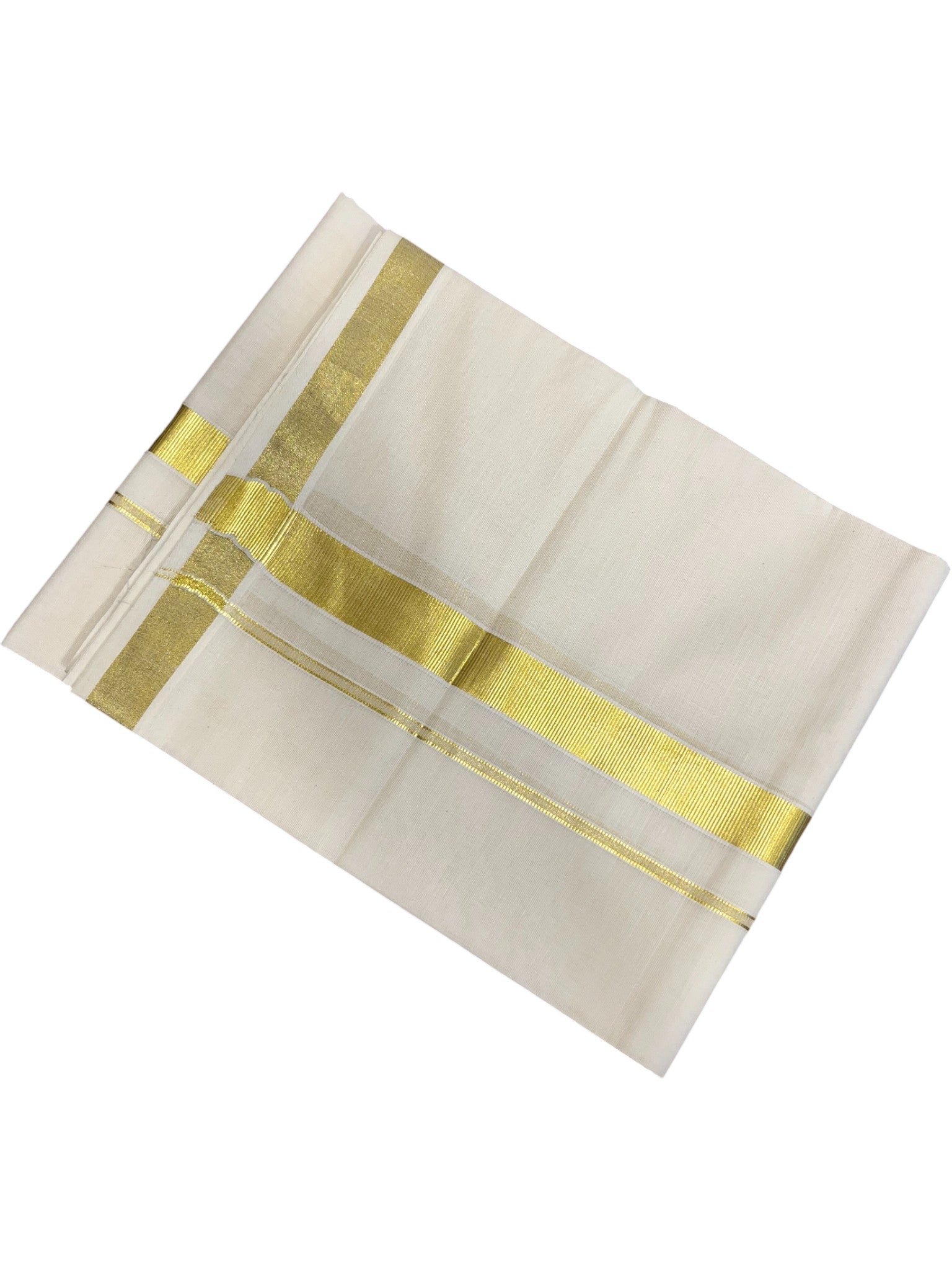 Kerala Cotton Double Mundu with Golden Border (South Indian Dhoti ...