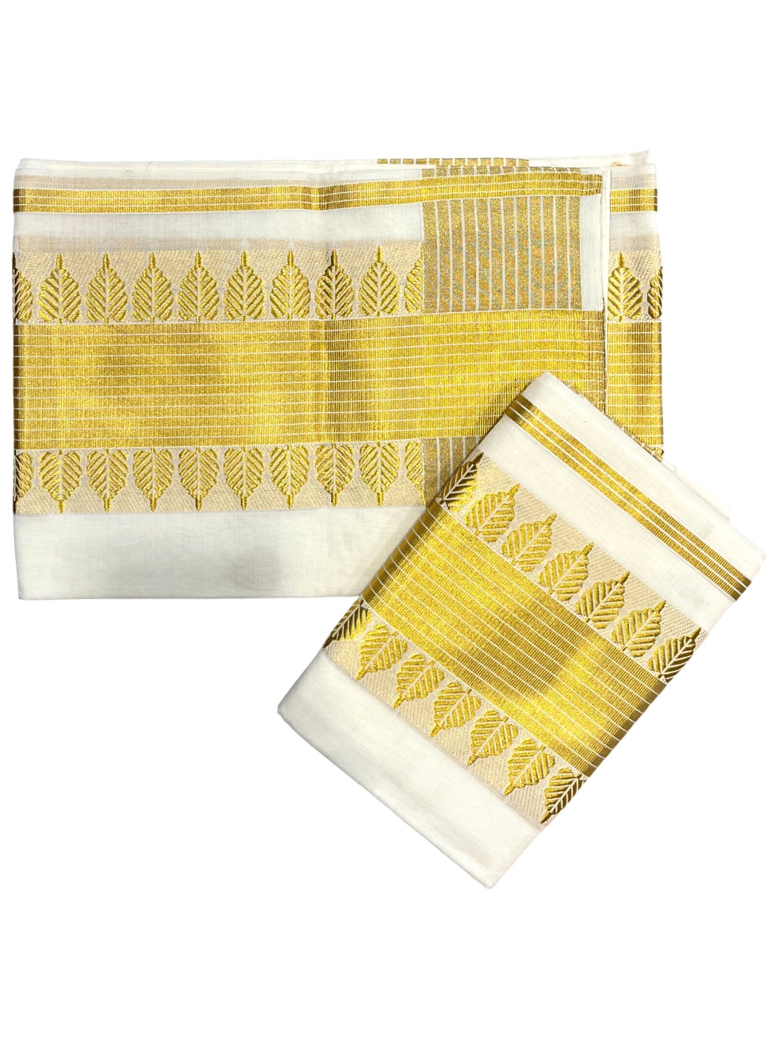 Southloom Premium Handloom Set Mundu with Kasavu and Golden Border (2 ...