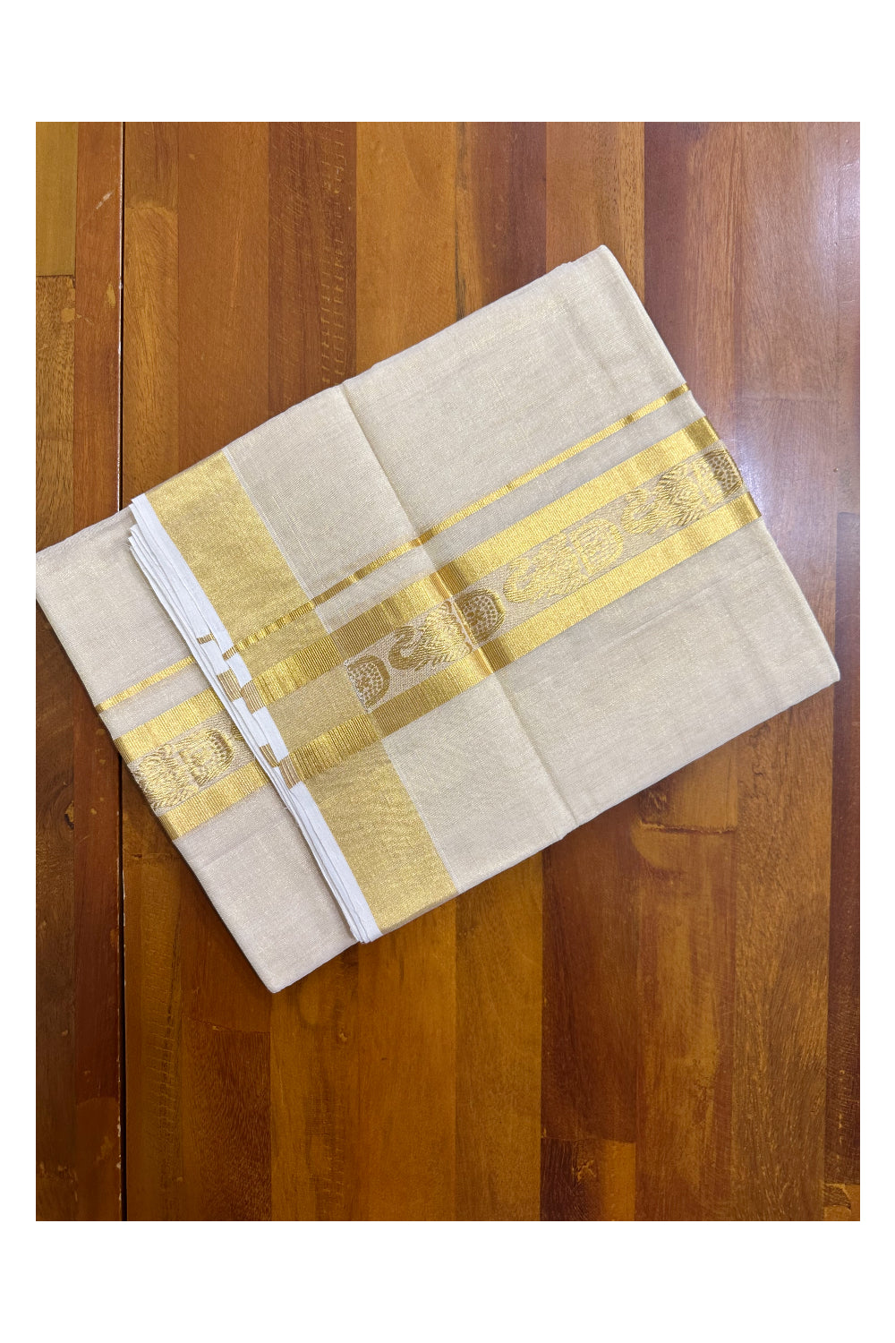 Southloom Premium Handloom Tissue Mundu with Woven Design in Border ...