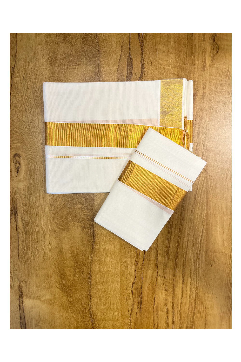 Kerala Cotton Plain Single Set Mundu (Mundum Neriyathum) with Half Fin ...