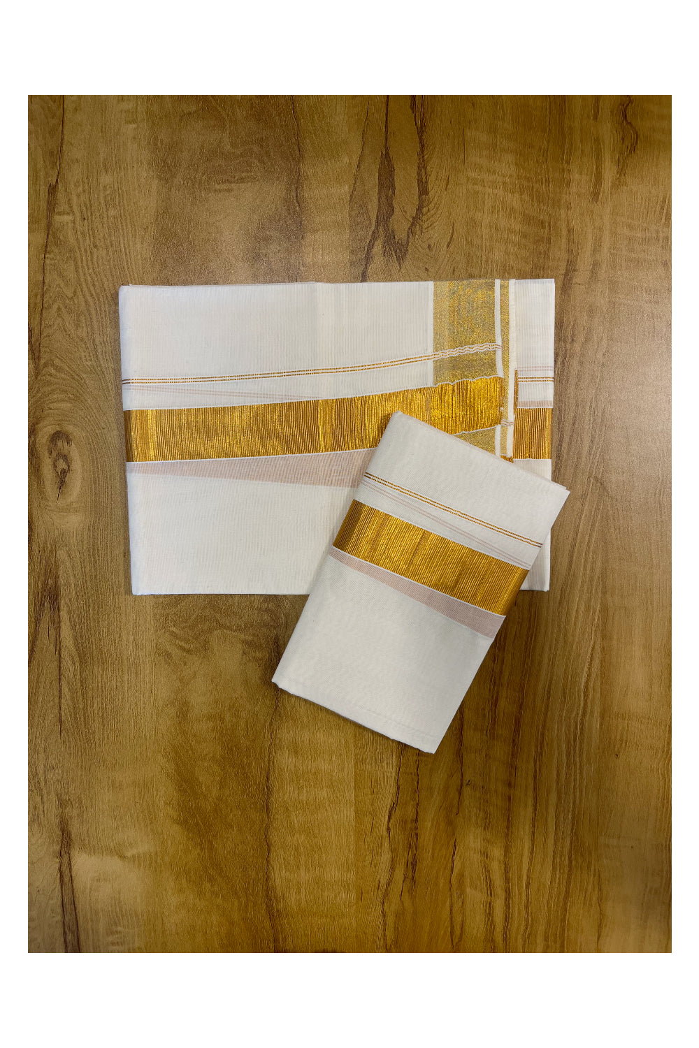 Kerala Cotton Plain Single Set Mundu (Mundum Neriyathum) with Half Fin ...