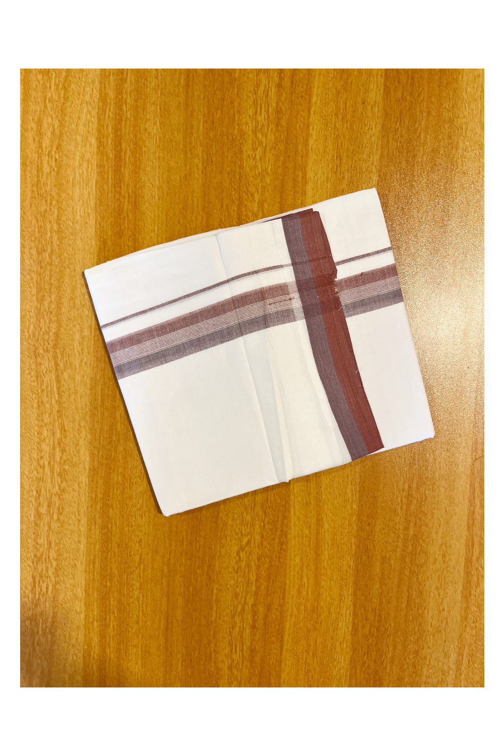 Pure White Cotton Double Mundu with Brown Border (South Indian Dhoti ...