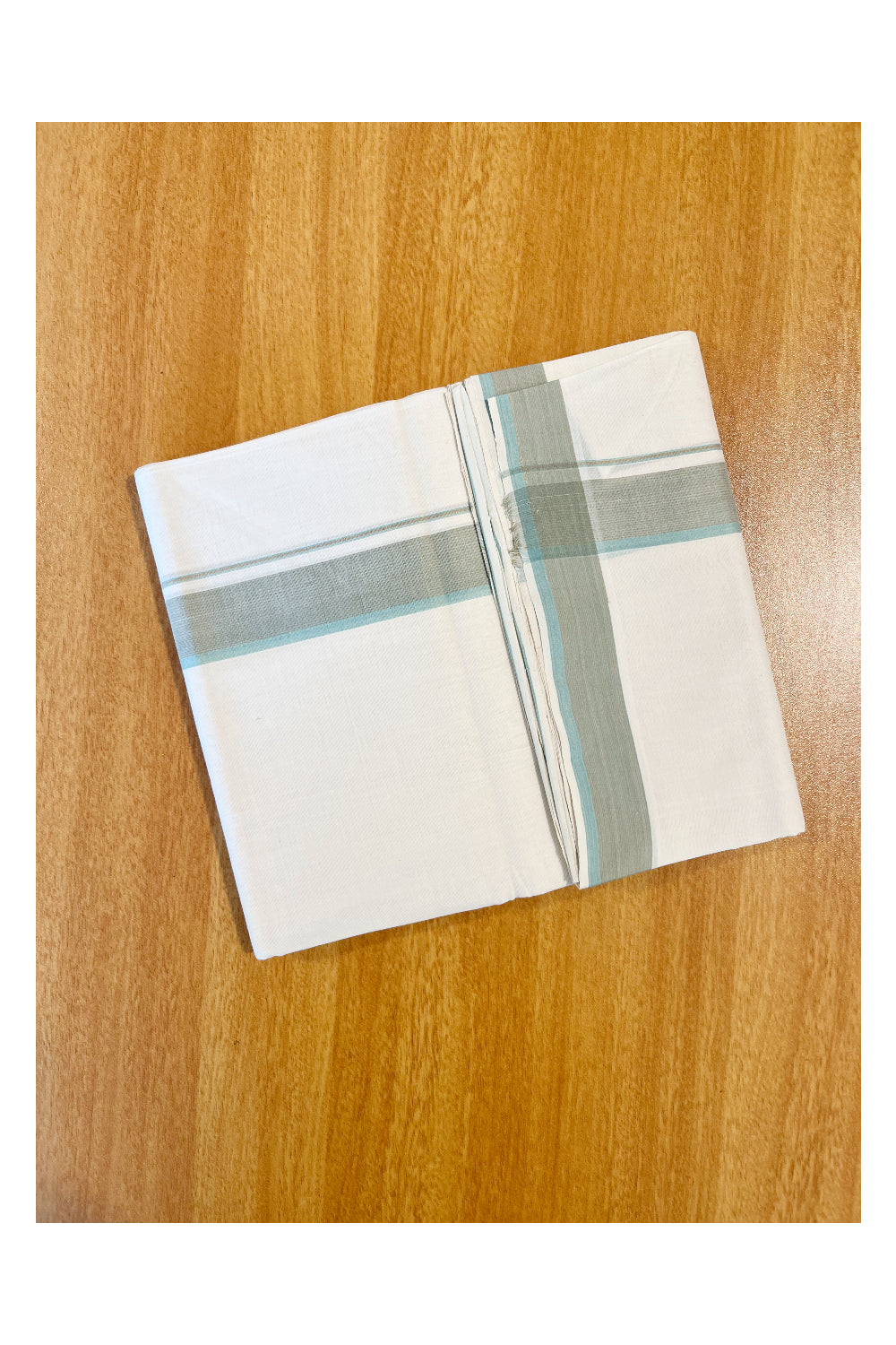Southloom Premium Handloom Cotton Double Mundu with Green Border ...